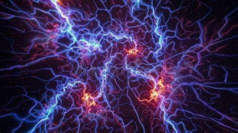 Electric Blue And Red Lightning Pattern Cosmic Energy Concept Stock Footage Video Of Movement