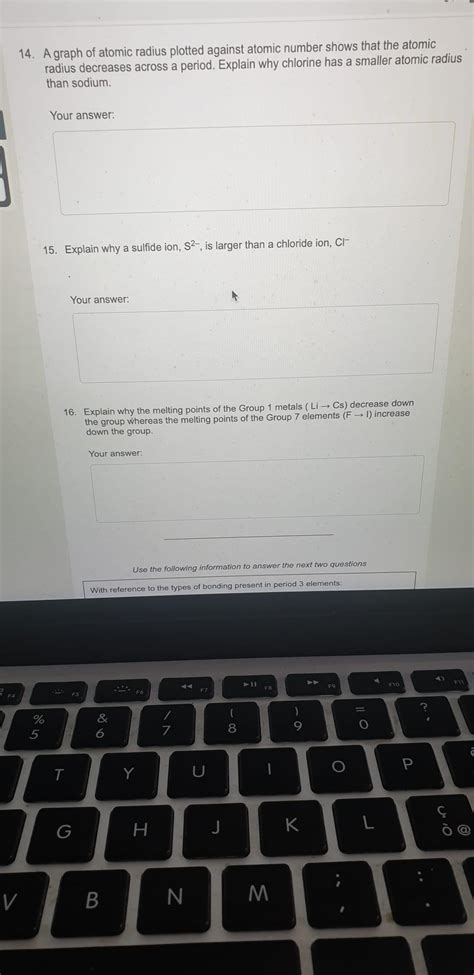 Solved 14 A Graph Of Atomic Radius Plotted Against Atomic Chegg Com