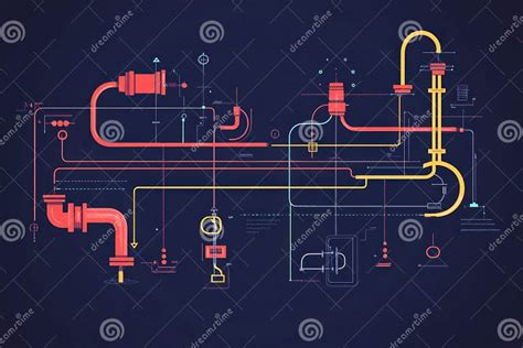 Illustration Of Gas Pipelines And Flow Representation In A Minimalist Design Style Generative