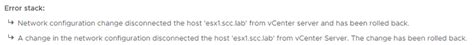 unable to migrate vmkernel management port to distributed switch