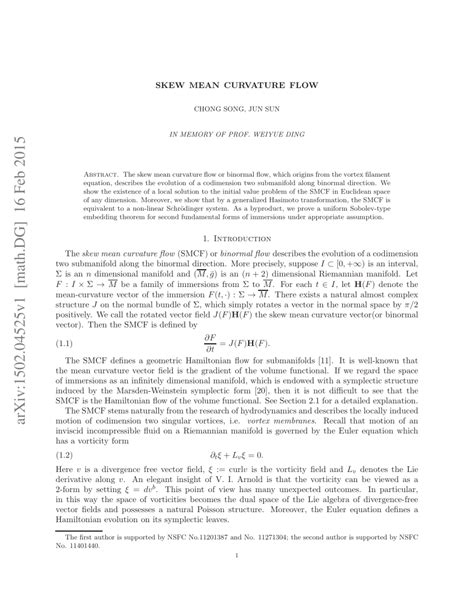 Pdf Skew Mean Curvature Flow