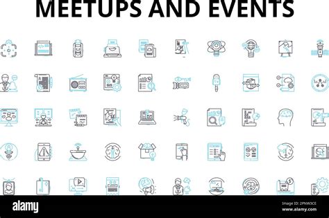 Meetups And Events Linear Icons Set Nerking Workshop Conference
