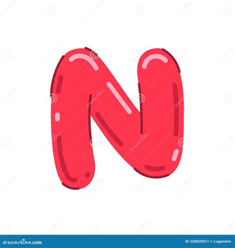 Letra Linda N Ilustración Vectorial Dibujos Animados Niños Fuente