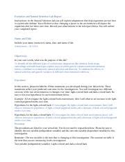 Evolution And Natural Selection Lab Report Docx Evolution And Natural Selection Lab Report