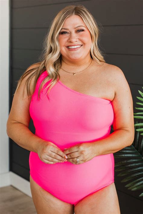 Beach Bound Ribbed One Piece Swimsuit Neon Pink The Pulse Boutique