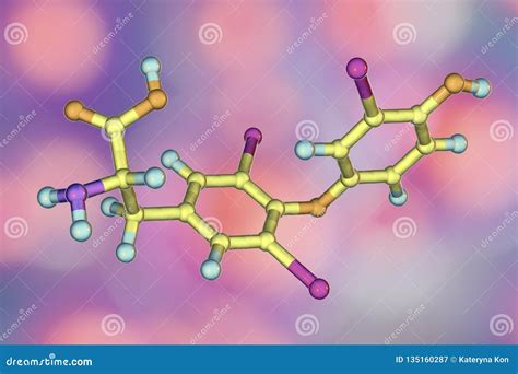 Molecule Of Triiodothyronine A Thyroid Hormone Stock Illustration Illustration Of Gland