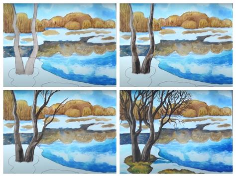 Как нарисовать весенний пейзаж карандашом поэтапно