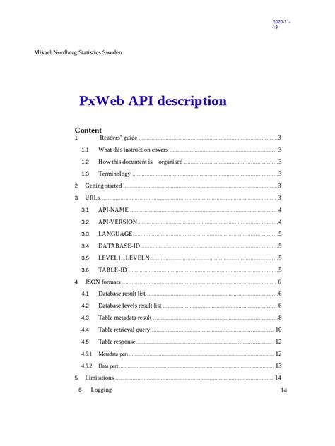 pxapi description pdf json databases