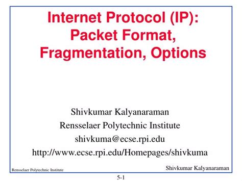 Ppt Internet Protocol Ip Packet Format Fragmentation Options Powerpoint Presentation Id