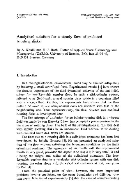 pdf analytical solution for a steady flow of enclosed rotating disks