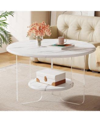 Tribesigns 315 Round Coffee Table With Acrylic Frame And High Gloss