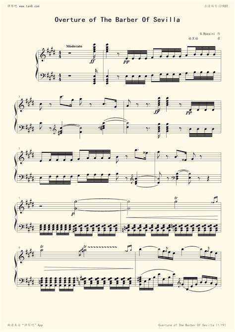 钢琴谱 塞维利亚理发师序曲钢琴版罗西尼