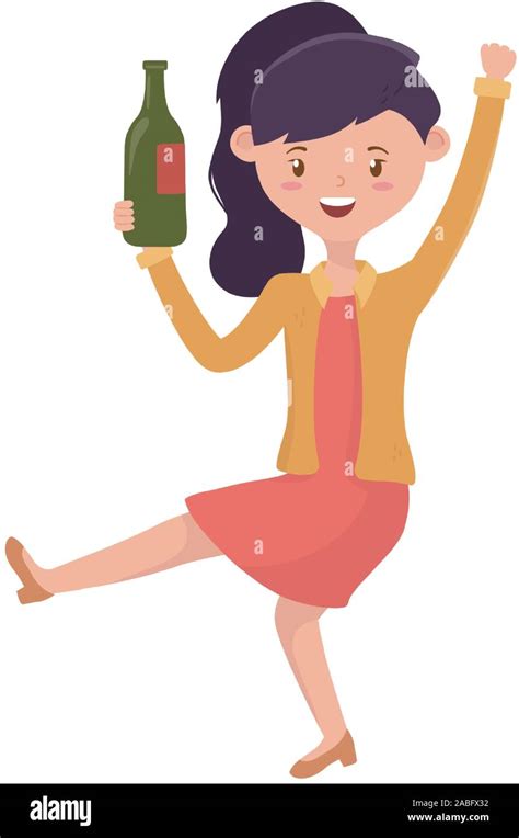 Avatar Woman With Wine Bottle Design Girl Female Person People Human