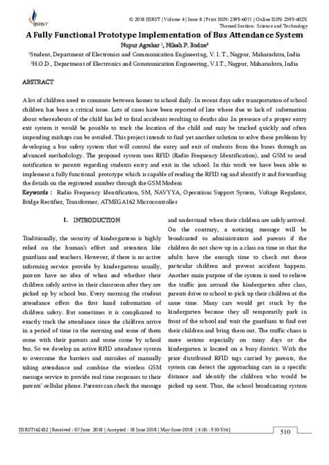 Pdf A Fully Functional Prototype Implementation Of Bus Attendance System