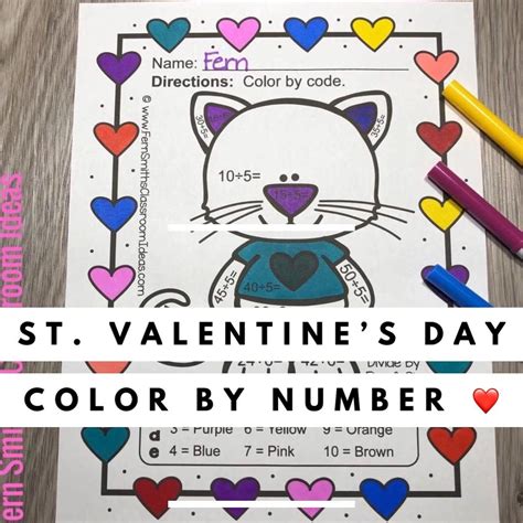 Valentine S Day Color By Number Addition Subtraction Multiply Divide