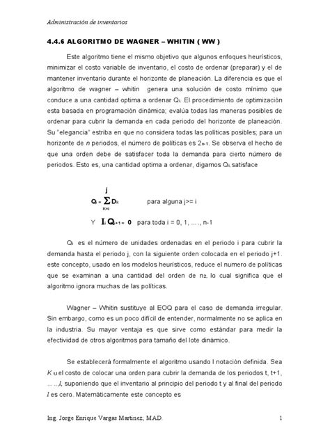Algoritmo Wagner Whitin Descargar Gratis Pdf Algoritmos Y
