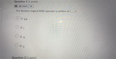 Solved The Boolean Logical And Operator Is Written As 1