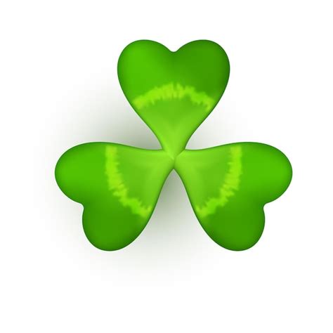 Ícone realista de trevo trevo de três folhas logotipo adesivo floral verde Vetor Premium