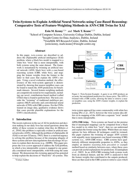 Pdf Twin Systems To Explain Artificial Neural Networks Using Case