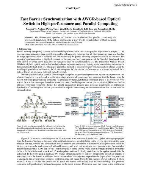 Pdf Fast Barrier Synchronization With Awgr Based Optical Switch In
