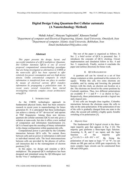 pdf digital design using quantum dot cellular automata a