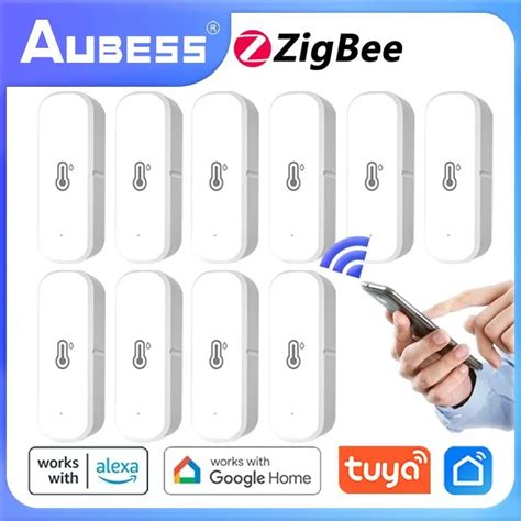 Aubess Tuya WiFi Temperature Humidity Sensor Home Connected Thermometer Compatible With Smart