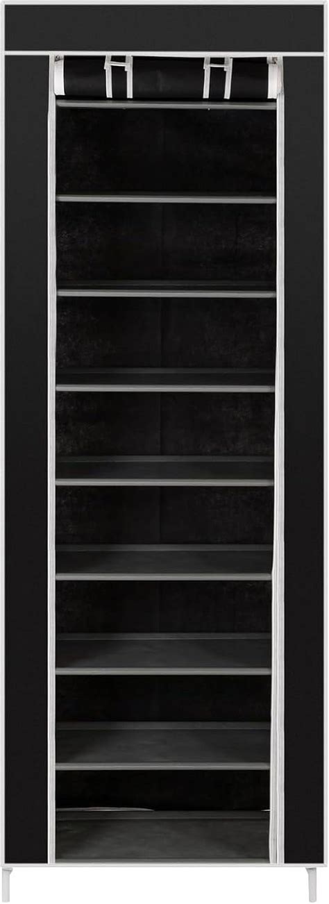 Narrow Shoe Rack With Nonwoven Fabric Covers 10 Tiers Tall Shoe Rack