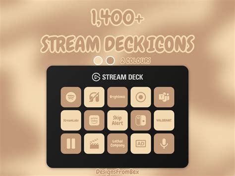 1 400 Brown And Cream Stream Deck Icons Set Streaming Content Creation Twitch Youtube Kick
