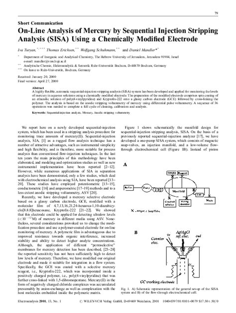 Pdf On Line Analysis Of Mercury By Sequential Injection Stripping Analysis Sisa Using A