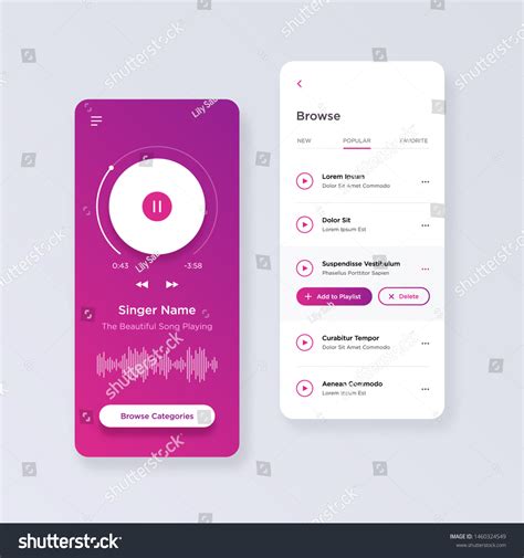 Web Mobile Interface Music Player Application Stock Vector Royalty Free 1460324549 Shutterstock