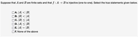 Solved Suppose That A And B Are Finite Sets And That F A →