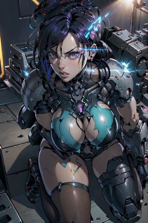 A Woman In A Futuristic Outfit With A Gun And A Helmet Seaart Ai