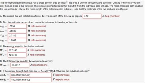 Solved The Electromagnet Shown Above Has A Cross Section