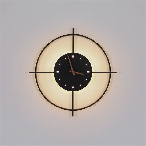 Sussy Led Wall Lamp With Clock Black Ø50cm Lightsie