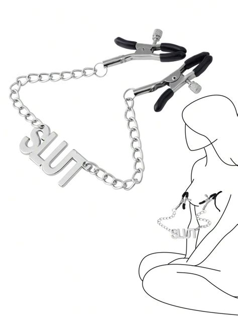 1pc Sex Products Letter Iron Chain Breast Clip Breast Accessories Alternative Toys Men S And