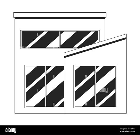 Stand Alone Stores Exterior Black And White 2d Line Cartoon Object