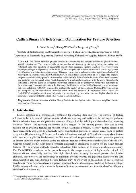 Pdf Boolean Binary Particle Swarm Optimization For Feature Selection