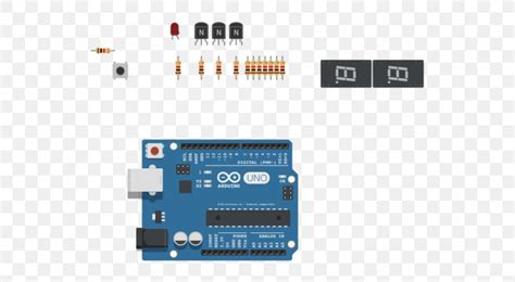 Autodesk 123d Electronic Circuit Arduino Seven Segment Display Png