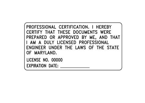 Maryland Professional Engineer Certification Stamp Pe Stamps