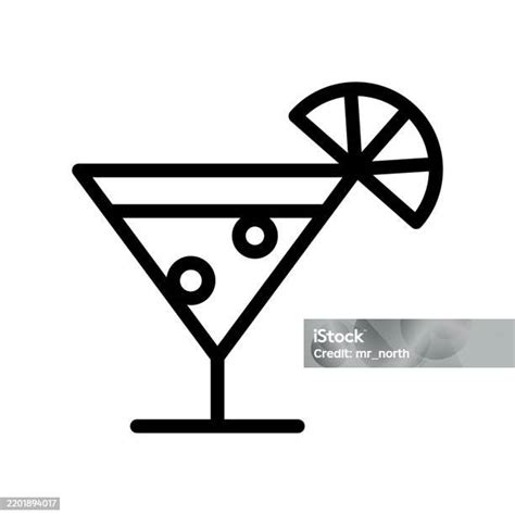 칵테일 아이콘 얇은 선 스타일 벡터 일러스트 레이 션 그래픽 디자인 고립 색상에 대한 스톡 벡터 아트 및 기타 이미지 고립 색상 과일 디자인 요소 Istock