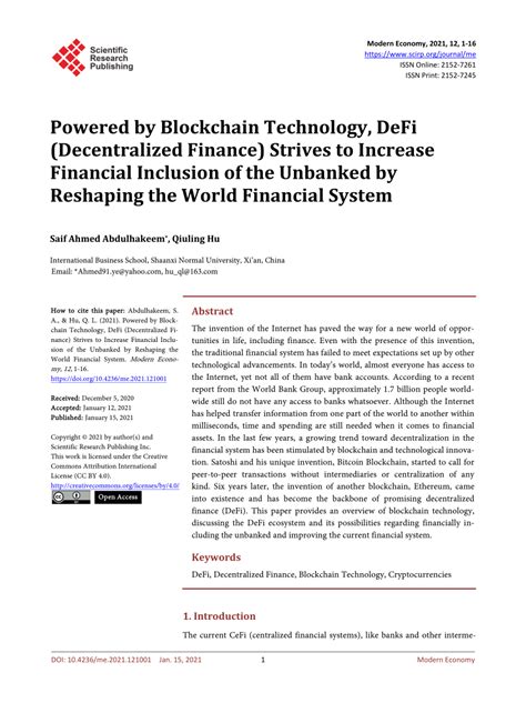 Pdf Powered By Blockchain Technology Defi Decentralized Finance