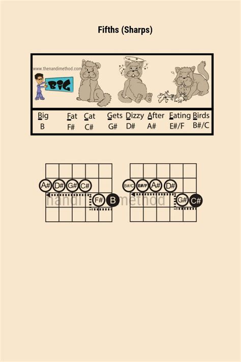 Sharp Notes Mnemonic Phrases For Guitar Frets 6 9