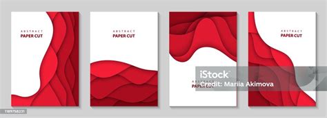 빨간색 종이 잘라 파도 모양과 벡터 수직 전단지 3d 추상 종이 스타일 비즈니스 프리젠 테이션 전단지 포스터 인쇄 장식 카드