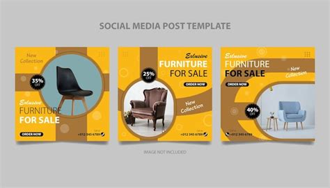 소셜 미디어 템플릿 디자인의 가구 세트 프리미엄 벡터
