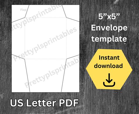 Envelope Template 5x5 Square Printable 5inx5in Square Envelope Template