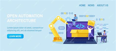 Premium Vector Developers Creating Software Script At Computer With