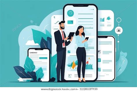 Premium Photo Business Applications Mobile App To Manage Business Processes Man And Woman Use