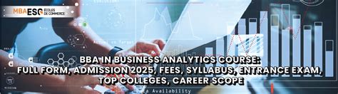 Bba In Business Analytics Course Full Form Admission 2025 Fees