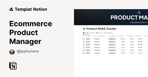 Ecommerce Product Manager Templat Oleh Jay Luciano Notion Marketplace