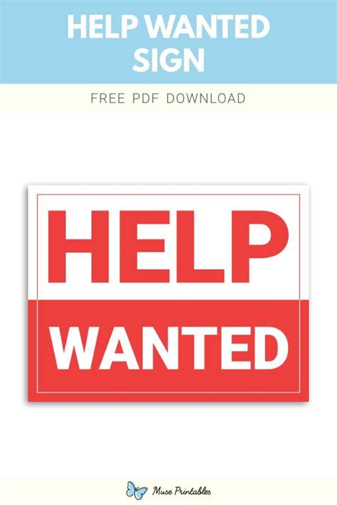 Printable Help Wanted Sign Template Help Wanted Signs Printable Signs